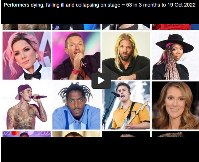 Performers dying, falling ill and collapsing on stage ~ 53 in 3 months ...